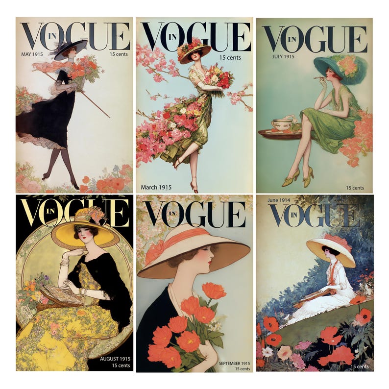 Vintage Magazine Cover Prints: 1900s Fashion Ephemera (commercial Use ...