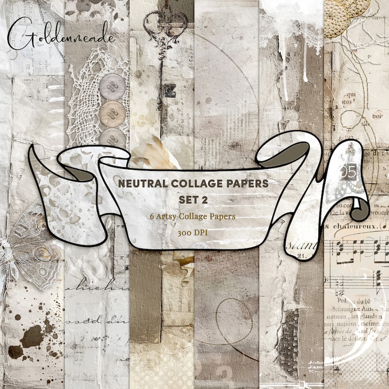 Neutral Collage Papers Set 2 - Etsy
