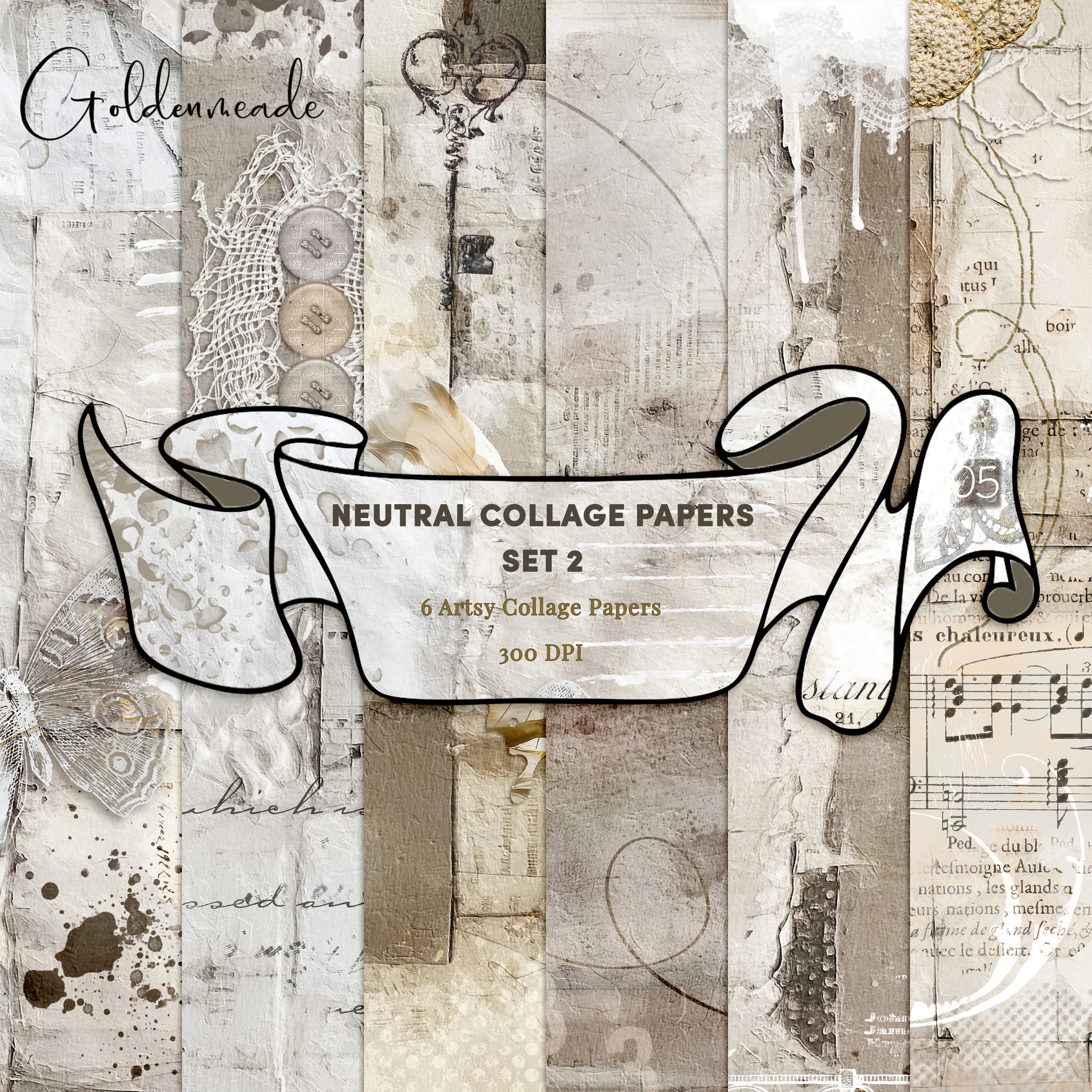 Neutral Collage Papers Set 2 - Etsy