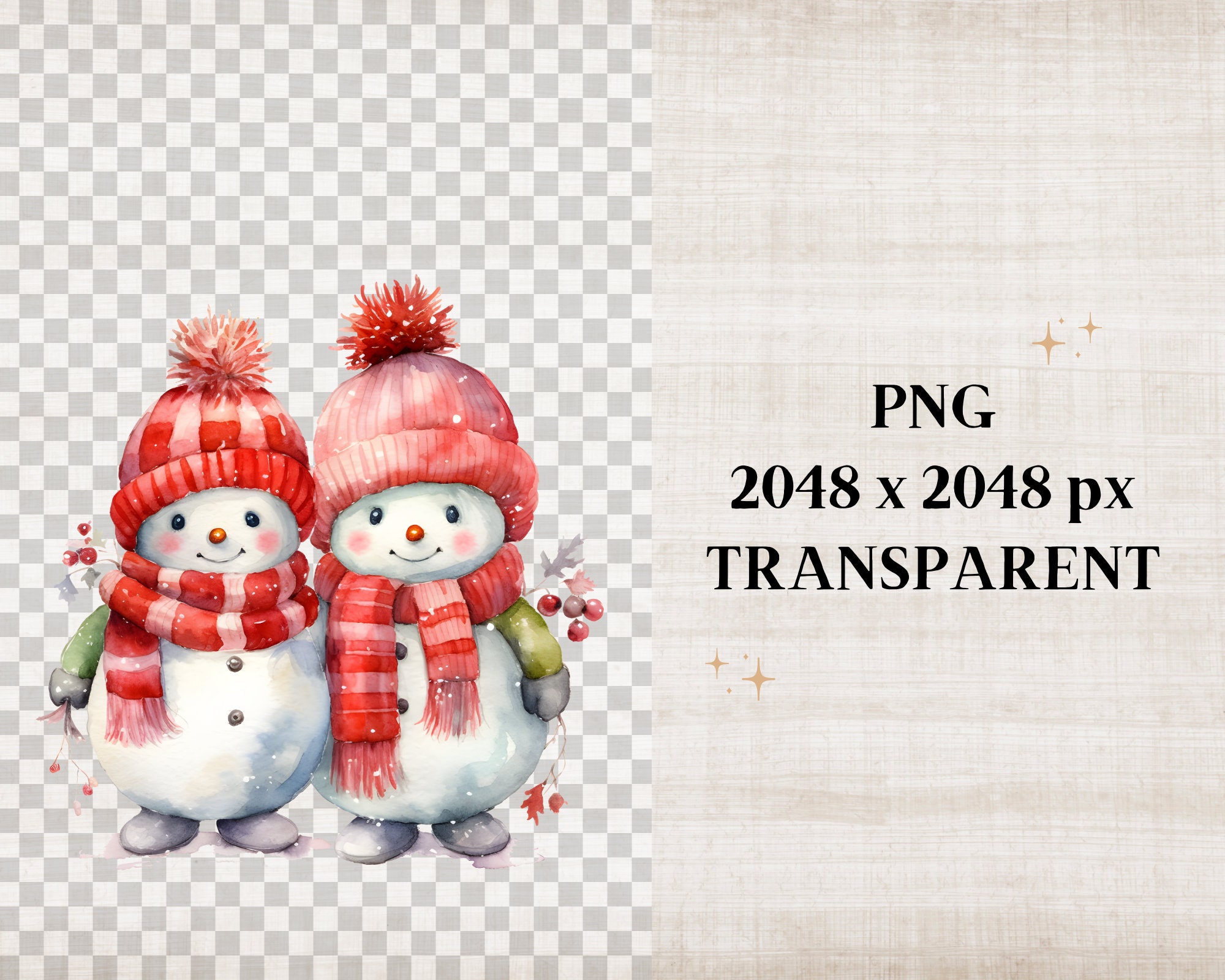 Watercolor Cute Snowman Clipart, Christmas Bundle, Xmas Snowman Couple ...