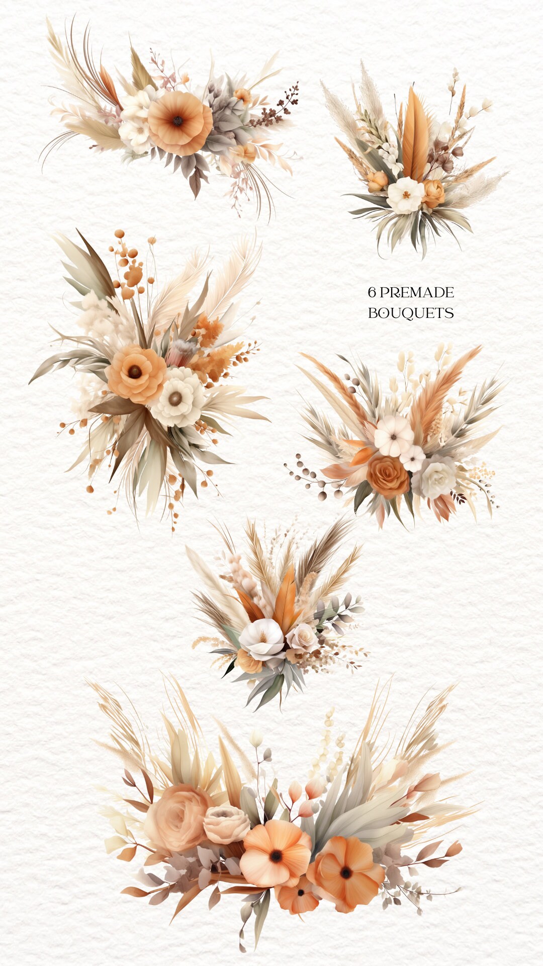 Watercolor Bohemian Flower Clipart, Bohemian Orange & Brown Flower ...