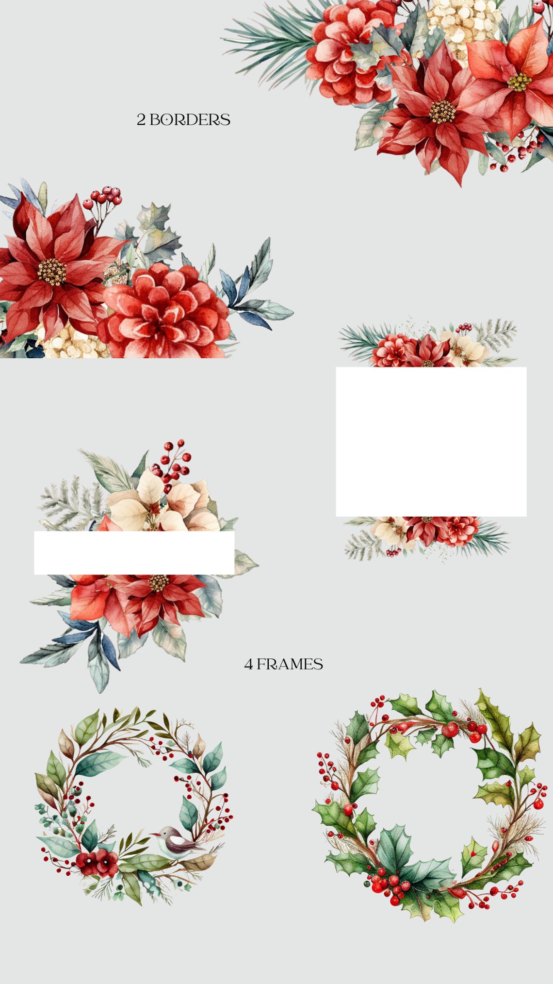 Watercolor Christmas Flowers Clipart, Wintertide Collection, Christmas ...