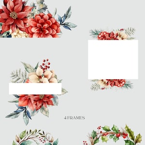 Watercolor Christmas Flowers Clipart, Wintertide Collection, Christmas ...