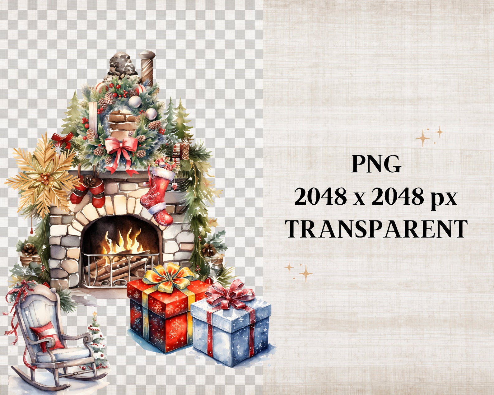 Watercolor Christmas Clipart Christmas Tree PNG Santa Claus - Etsy Canada