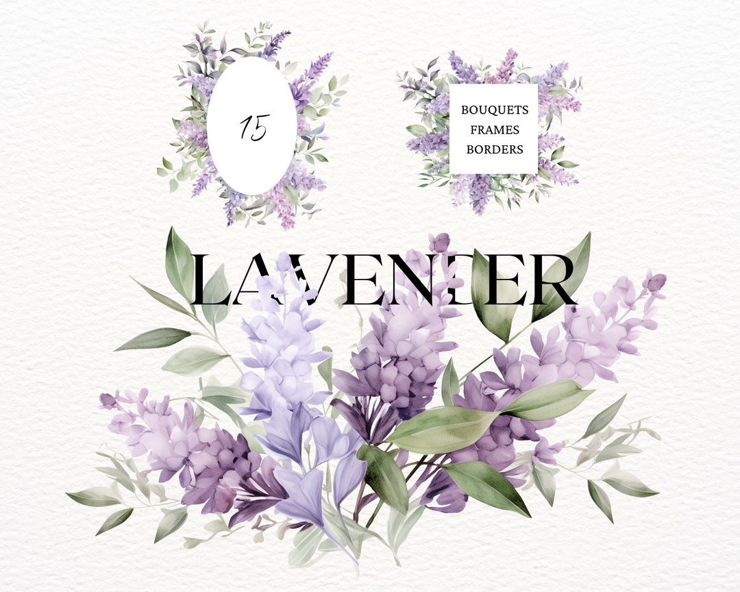 Watercolor Lavender Flowers Clipart, Lilac Lavender Bouquets PNG, Lilac ...