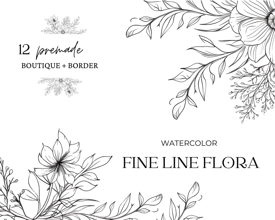 Floral Line Art, Botanical Line Art Illustrations, Minimalist Line ...