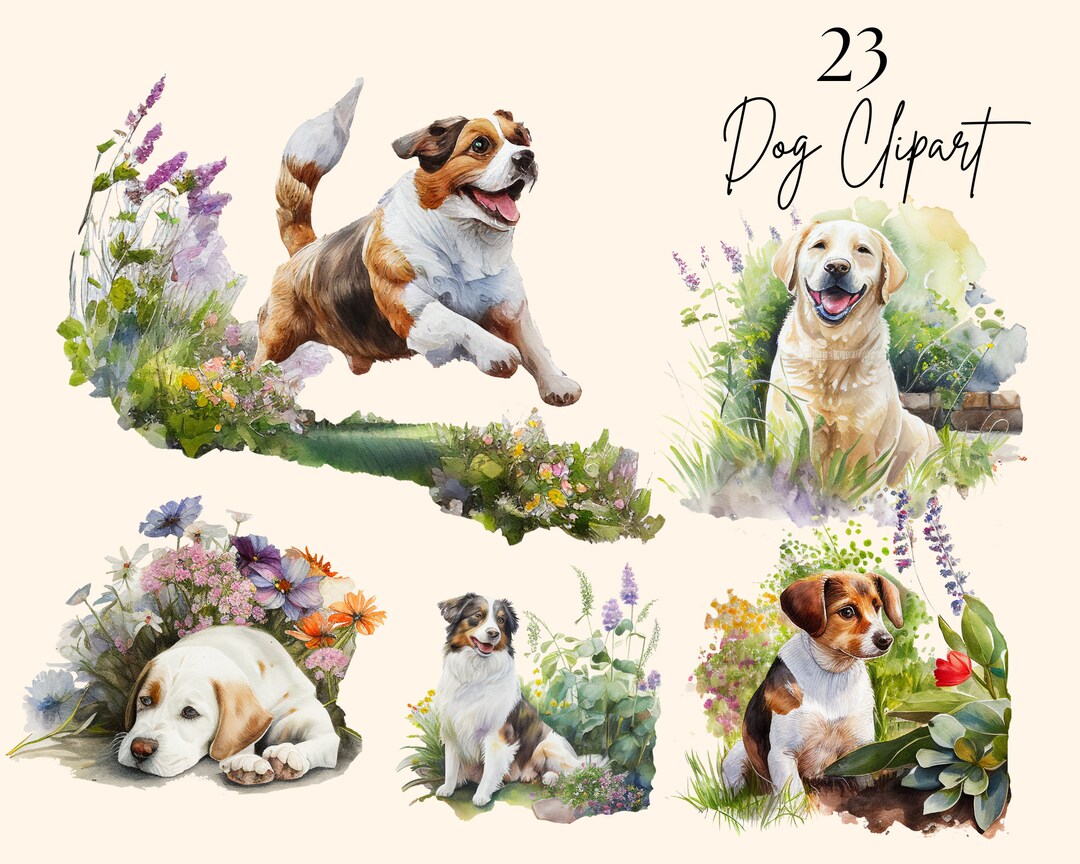 23 Watercolor Dogs Clipart Bundle, Watercolor Puppies Clipart, Dog PNG ...