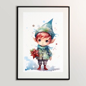 Watercolor Cute Christmas Elves Clipart, Watercolor Christmas Elf Santa ...