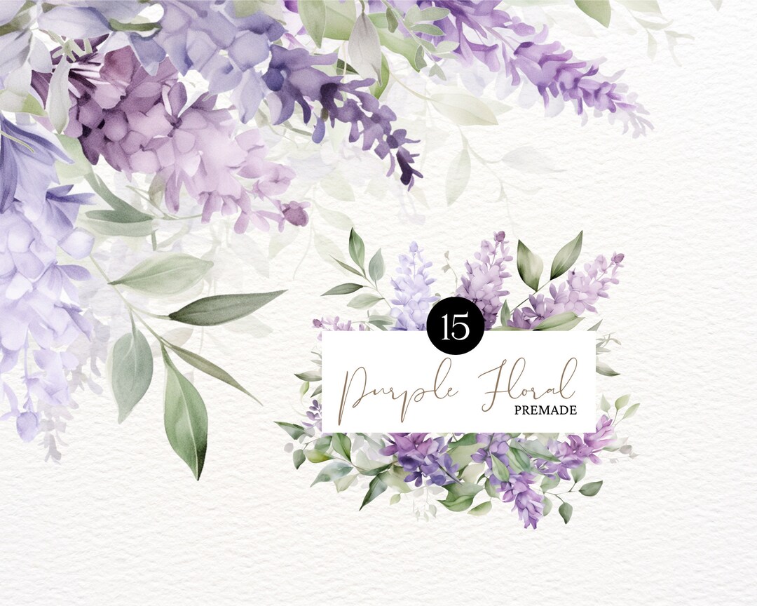 Purple Floral Wedding Invitation Floral Watercolor Lavender Floral ...