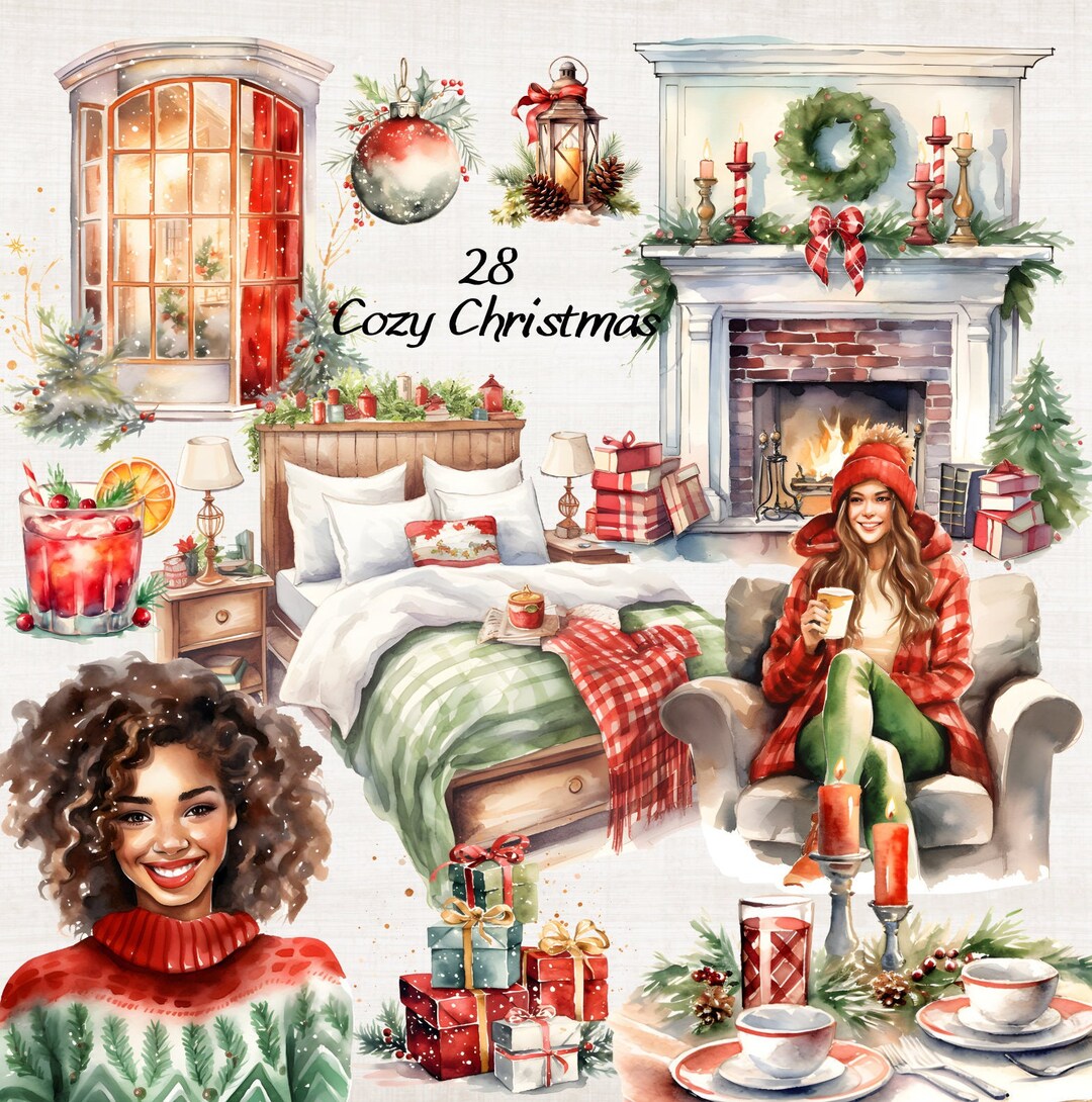 Watercolor Cozy Winter Clipart, Cozy Winter, Christmas Collection ...