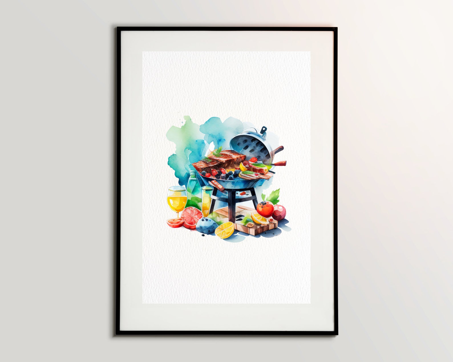 Watercolor Barbecue Clip Art , BBQ Party Set , Watercolor Colorful ...