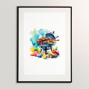 Watercolor Barbecue Clip Art , BBQ Party Set , Watercolor Colorful ...