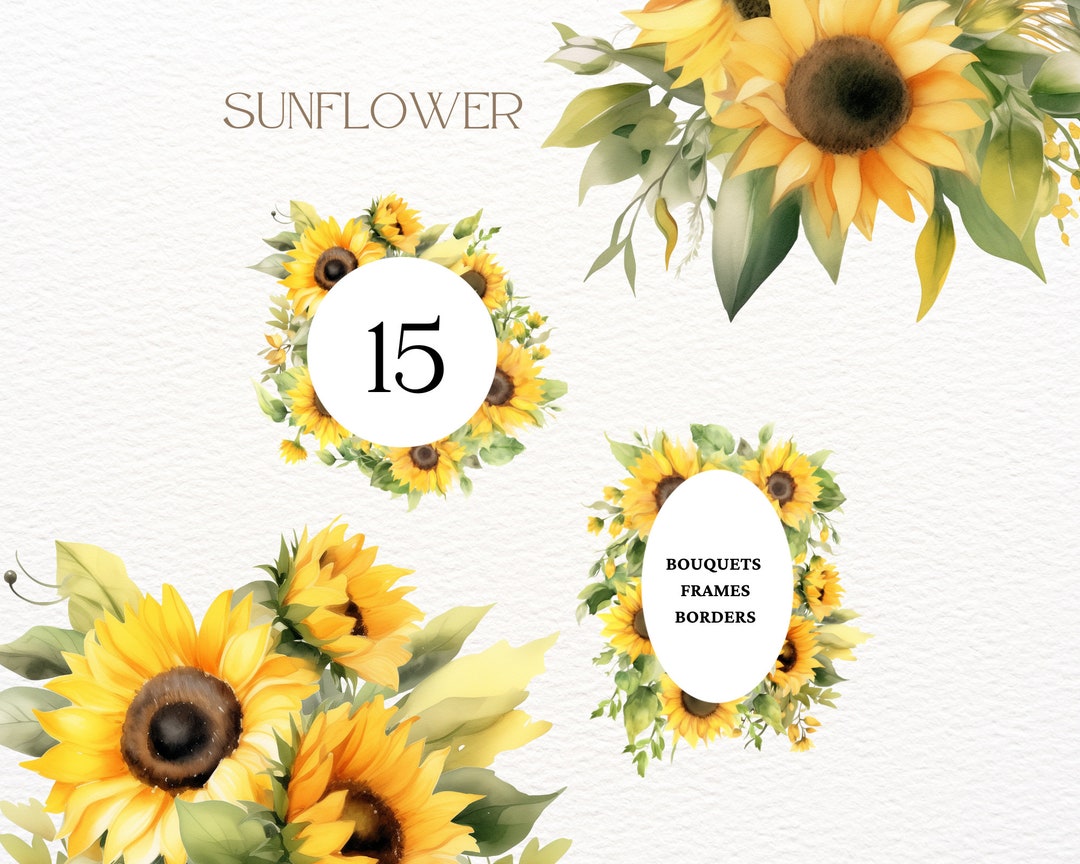 Watercolor Sunflower Floral PNG Clipart Watercolor Floral Clipart ...