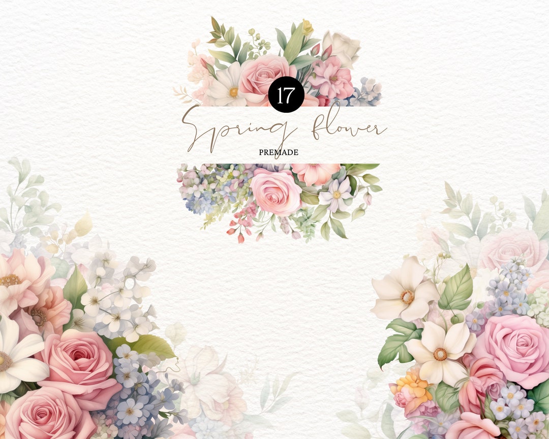Watercolor Spring Flowers Clipart Spring Clipart Blush Floral ...