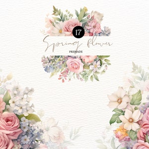 Watercolor Spring Flowers Clipart Spring Clipart Blush Floral ...