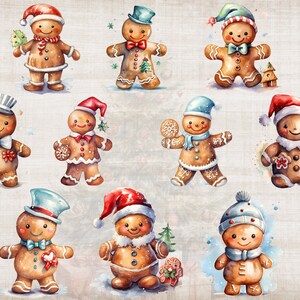 Watercolor Cute Gingerbread Man Clipart, Christmas Gingerbread Cookie ...