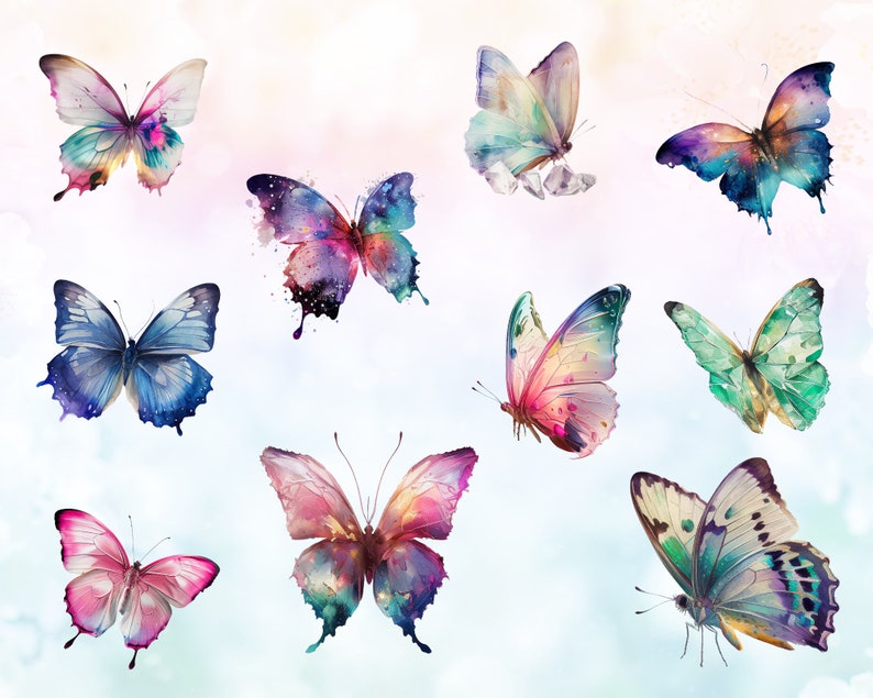 20 Watercolor Butterflies Clipart Bundle, Butterfly Illustrations ...
