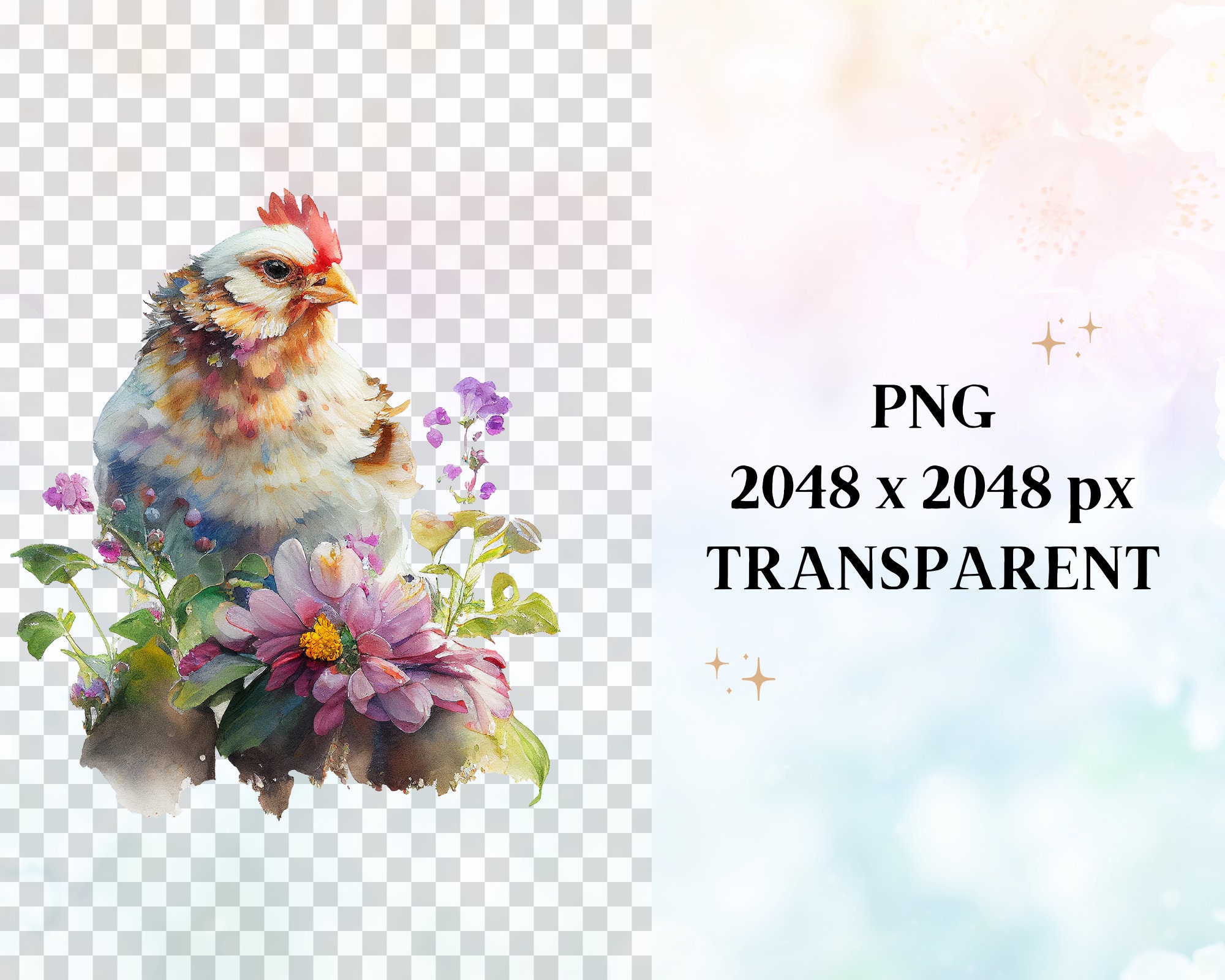 Watercolor Farm Animal Clipart Bundle, Flower Cows PNG, Baby Animals ...