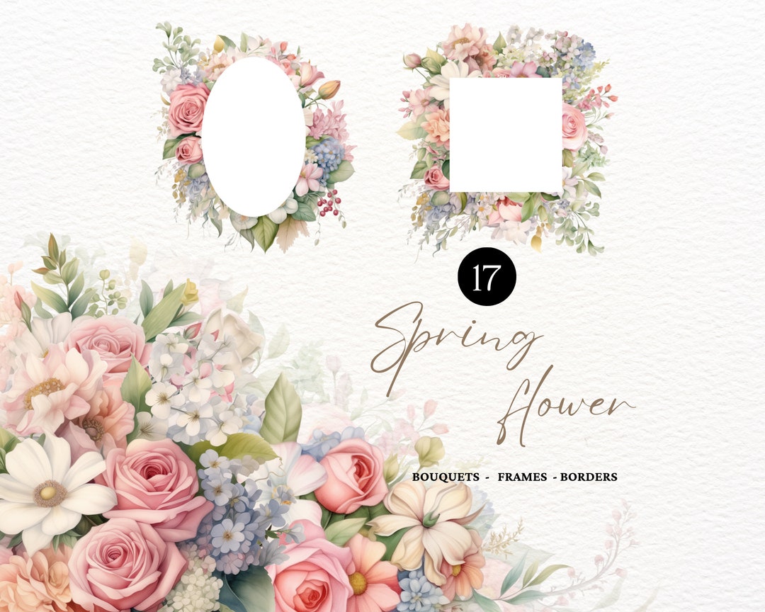 Watercolor Spring Flowers Clipart Spring Clipart Blush Floral ...