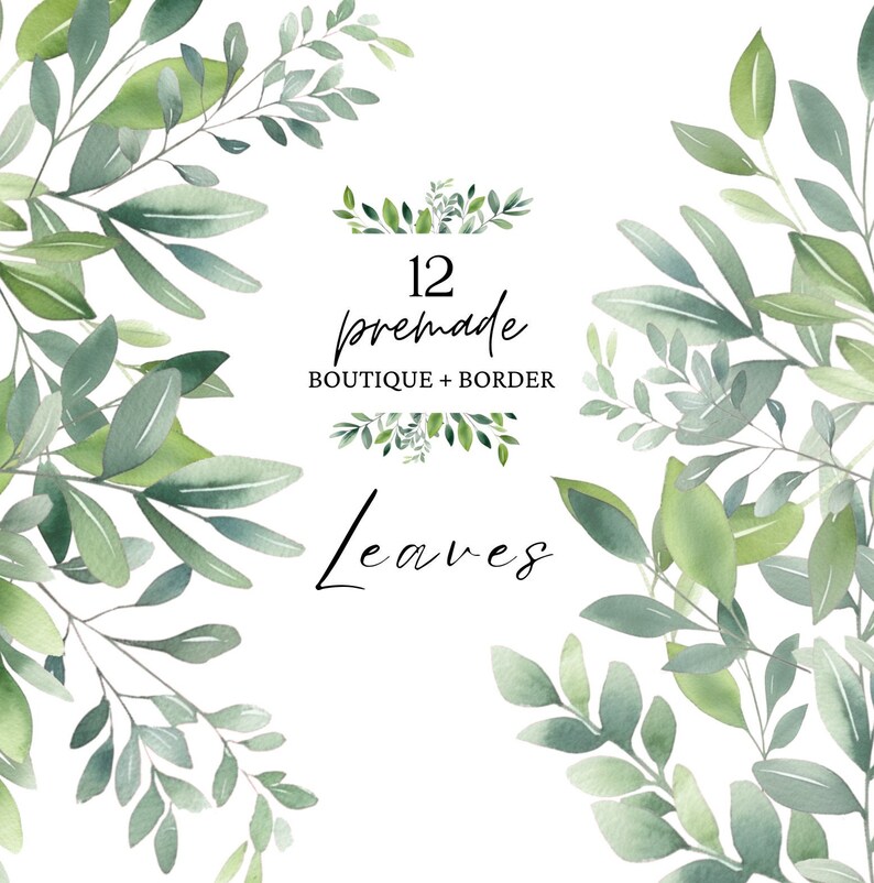 Watercolor Greenery Clipart, Botanical Clipart, Foliage PNG, Greenery ...