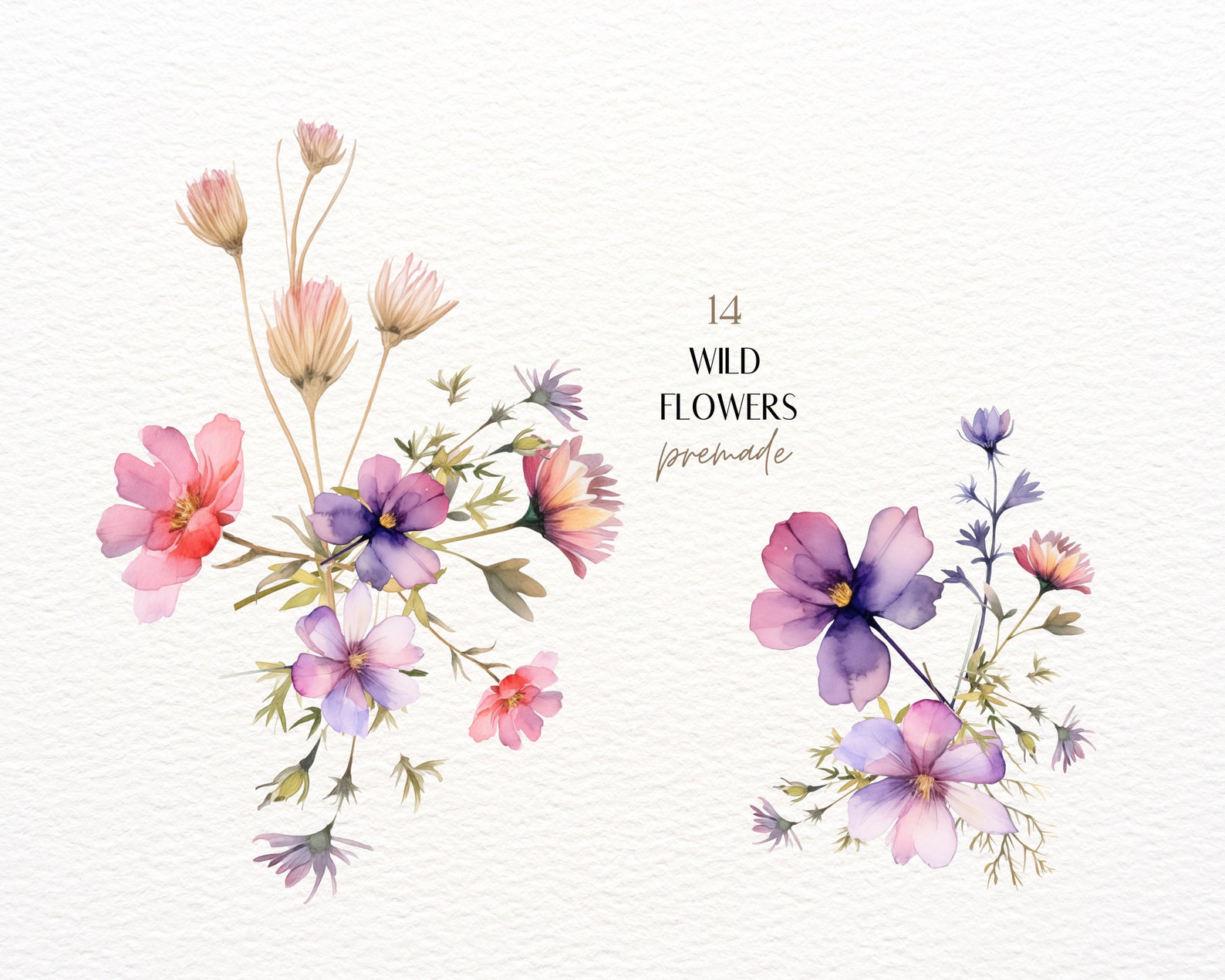 Watercolor Wild Flowers Clipart, Wildflower Clipart, Watercolor Floral ...