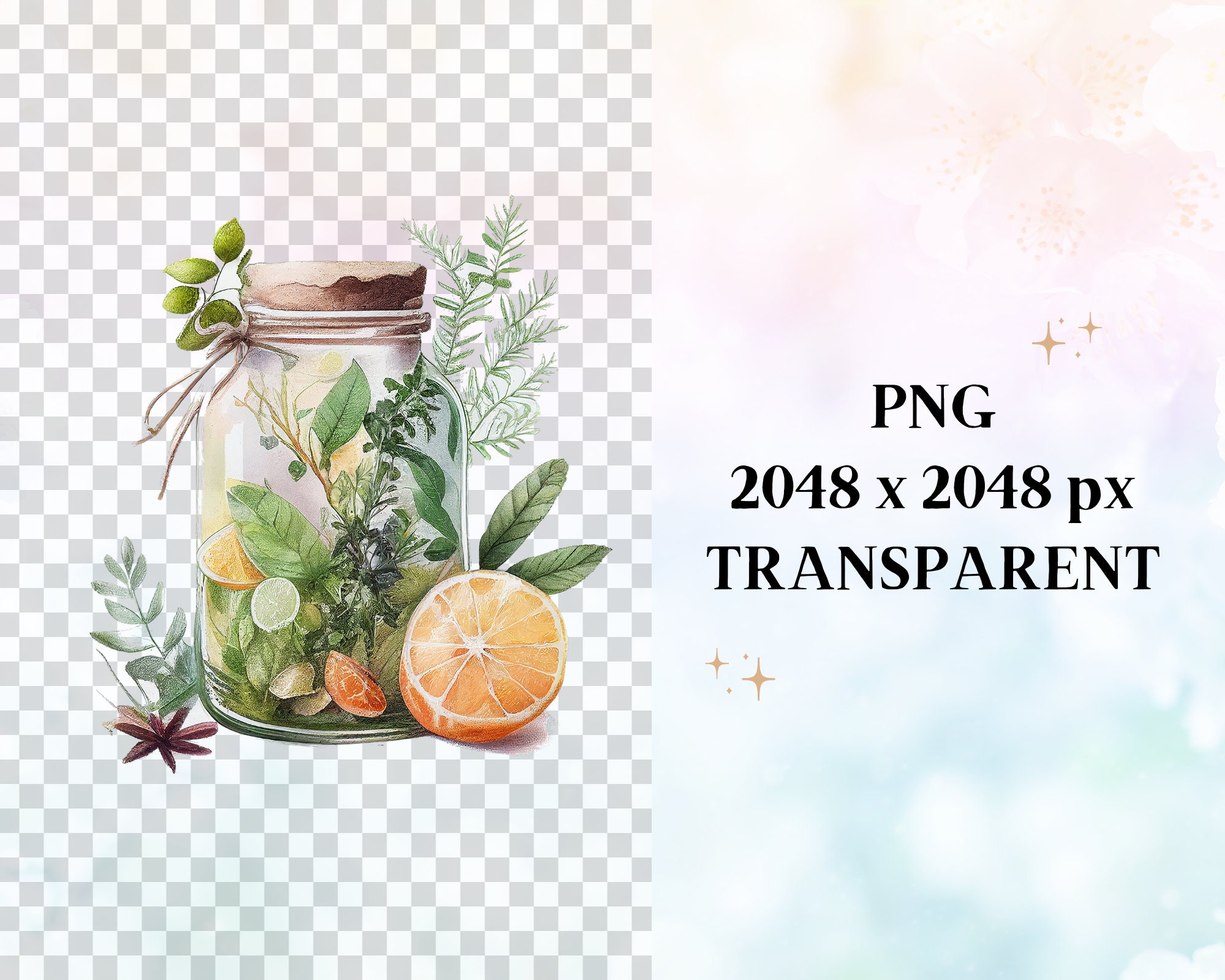 Watercolor Herb Jar Clipart Herb Jar PNG Watercolor Herbs - Etsy