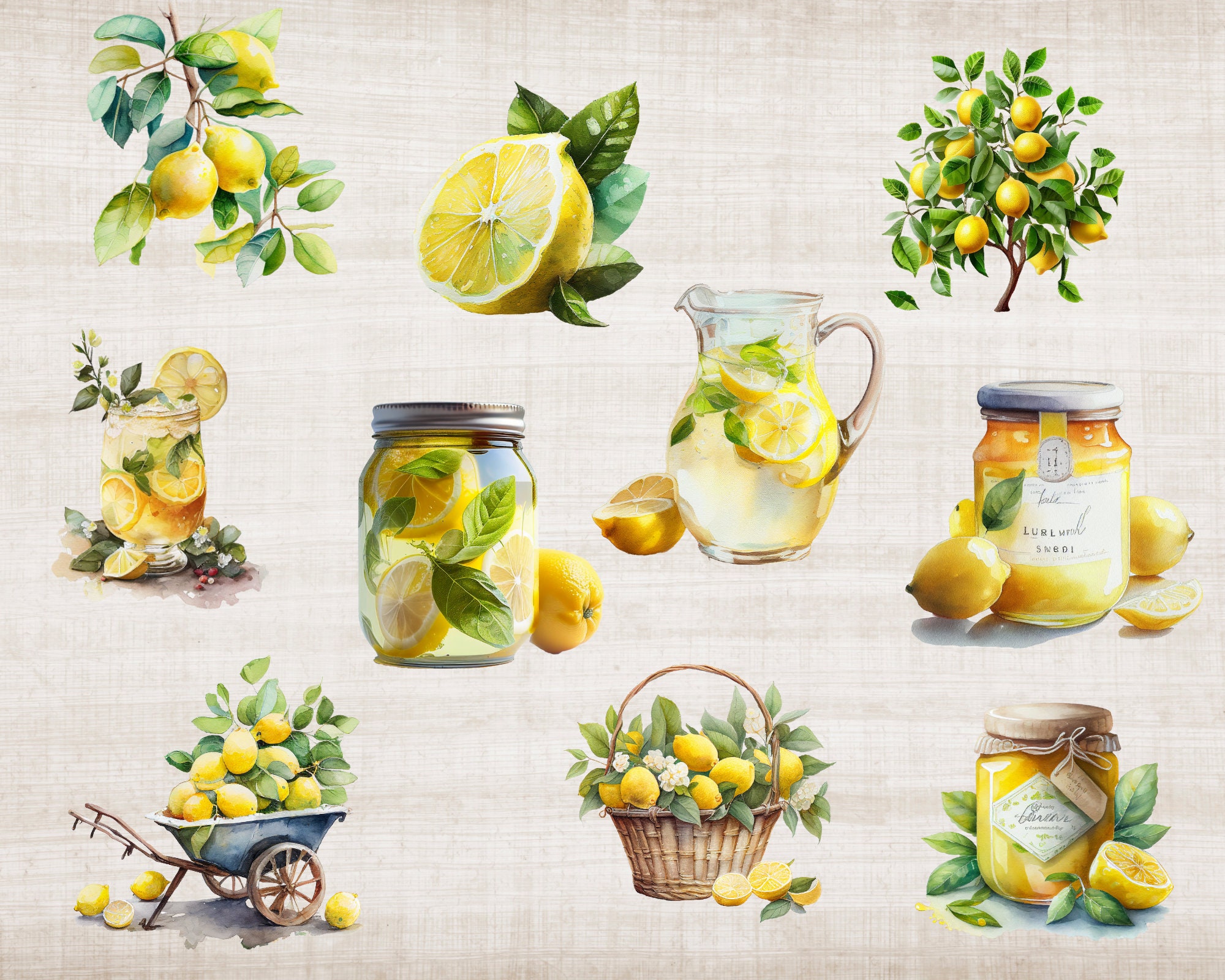 20 Lemon Watercolor Clipart Bundle Lemon Truck Clipart - Etsy
