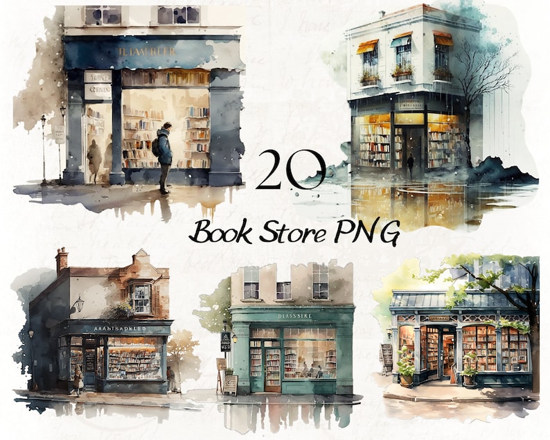 Watercolor Cozy Bookstore Clipart Bundle Cozy Home Library - Etsy