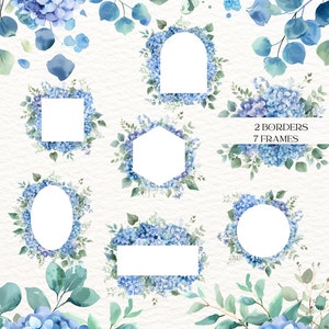Watercolor Dusty Blue Hydrangea Clipart Hydrangea Border Blue ...