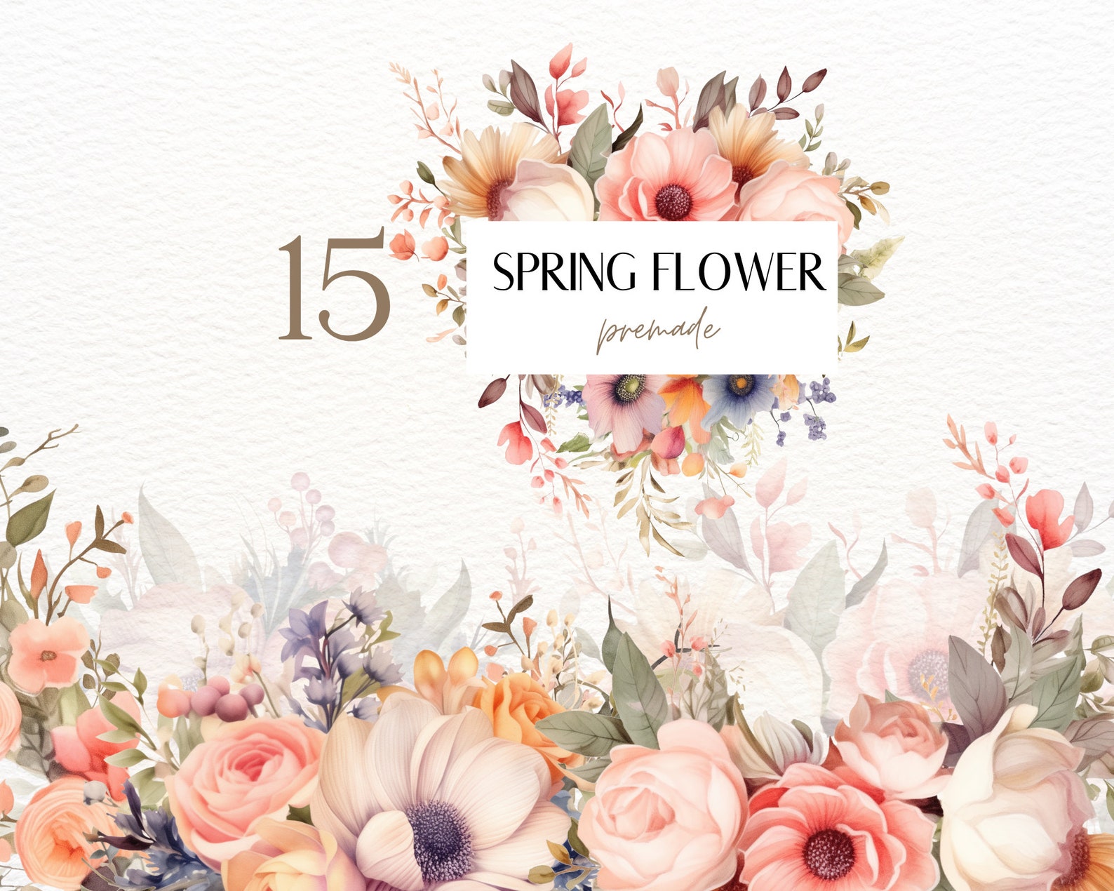 Watercolor Wild Flowers Clipart Spring Clipart Blush Floral - Etsy