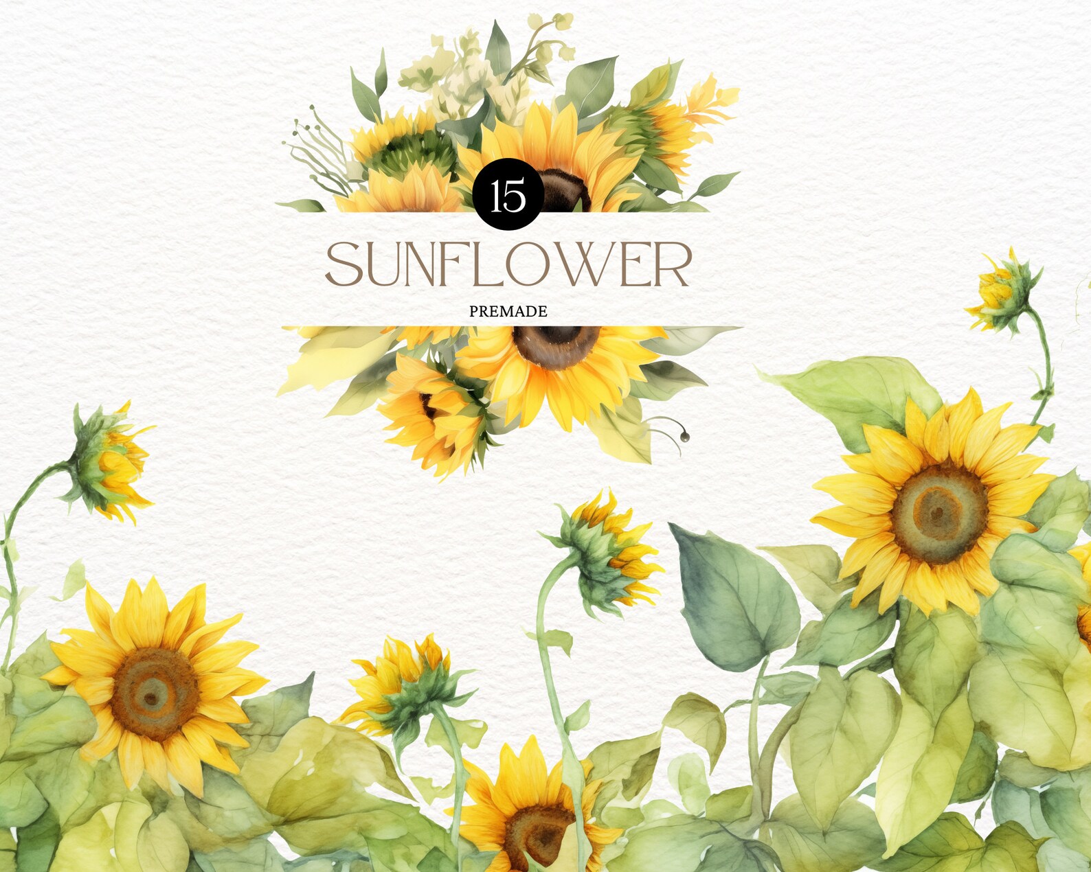 Watercolor Sunflower Floral PNG Clipart Watercolor Floral Clipart ...