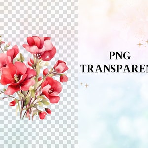 Watercolor Red Roses Clipart, Red Flower Clipart, Red Rose Florals, Red ...