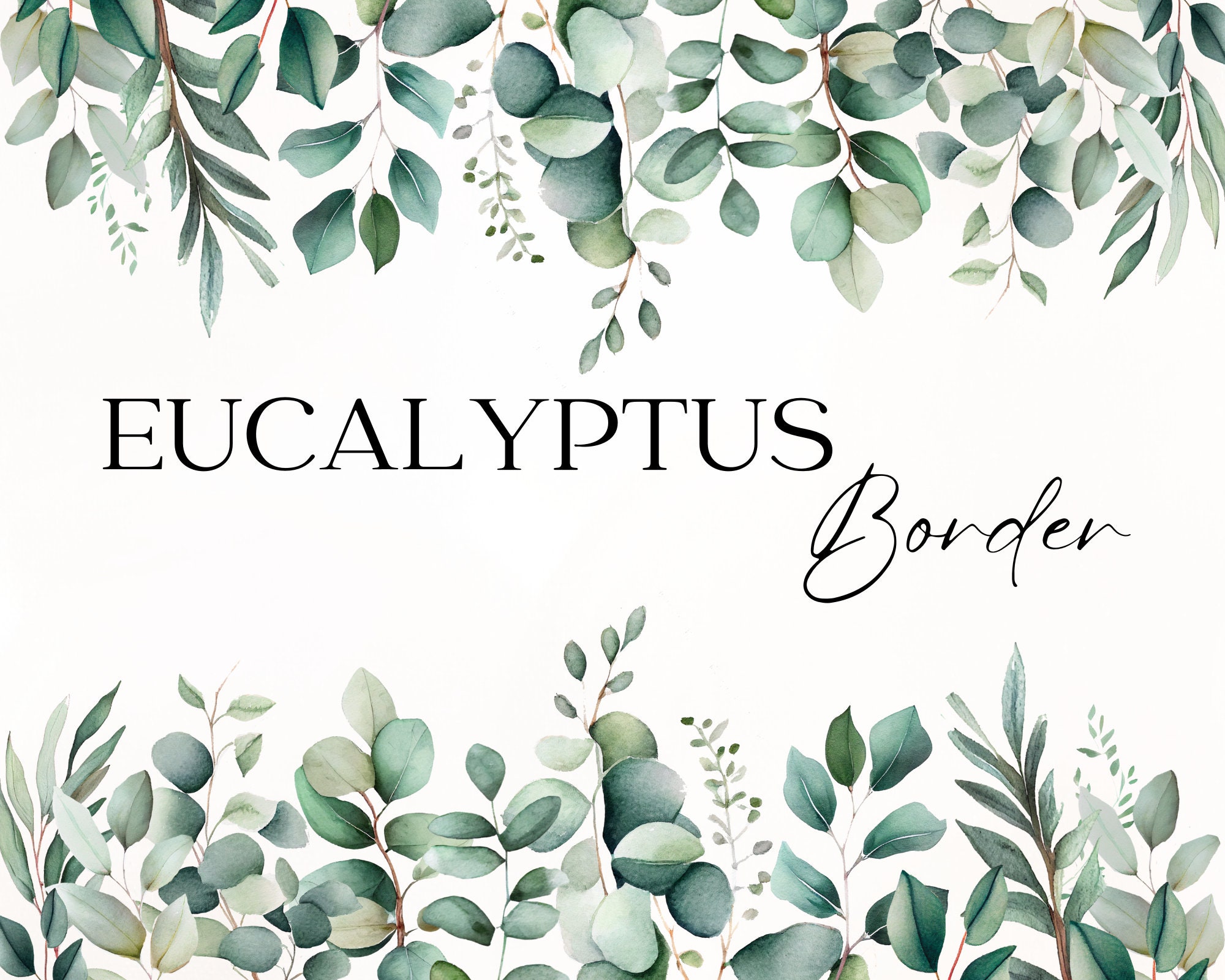 Eucalyptus Watercolor Border Eucalyptus Corner Border Wedding - Etsy