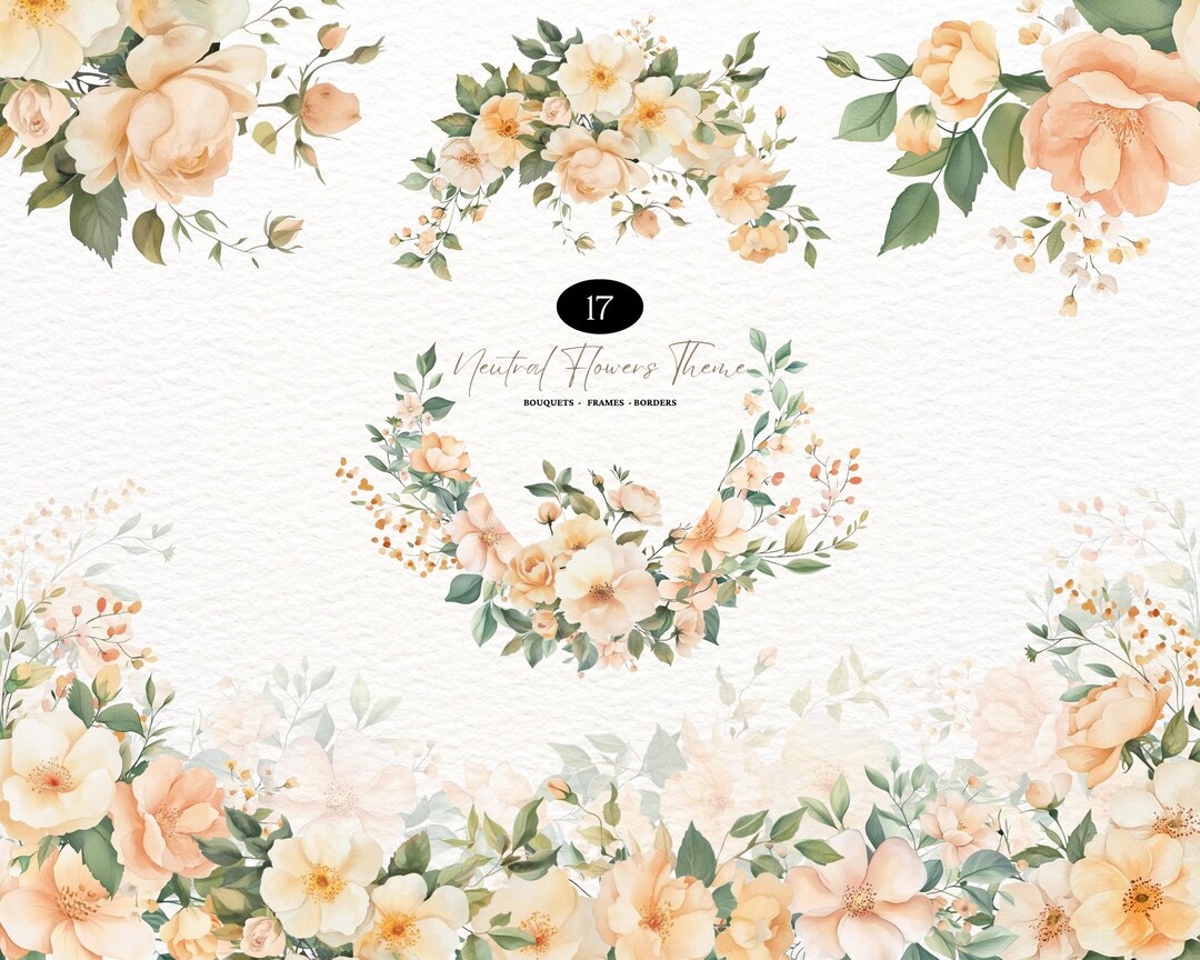 Watercolor Neutral Flowers Clipart Bohemian Flowers Terracotta Boho ...