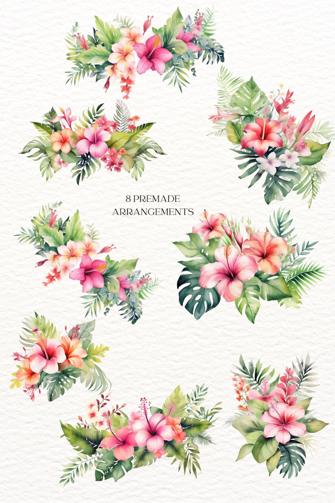 Watercolor Tropical Watercolor Clipart Summer Clipart Tropical Greenery ...