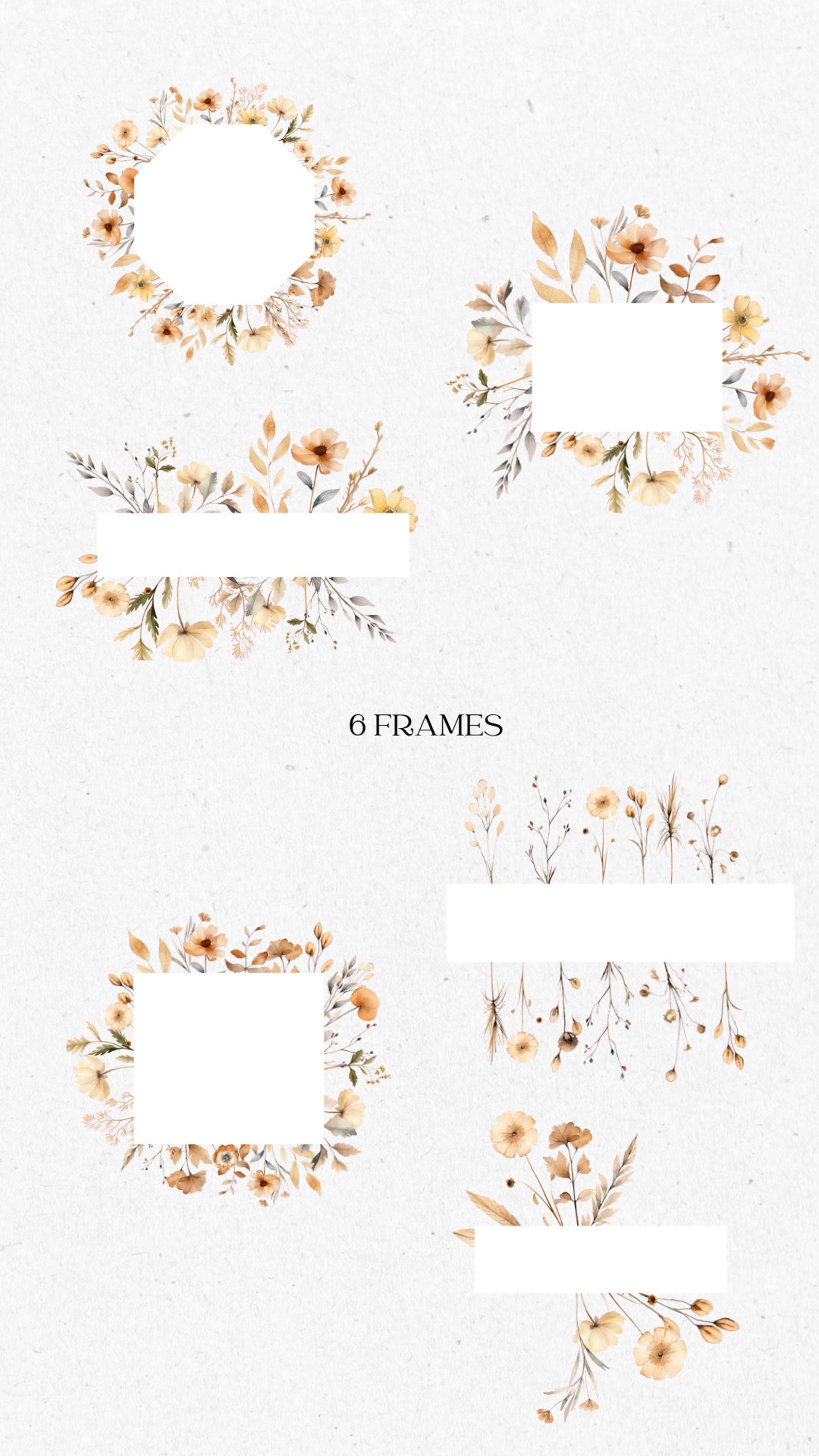 Watercolor Boho Wild Flowers Clipart, Floral Borders, Wild Floral ...
