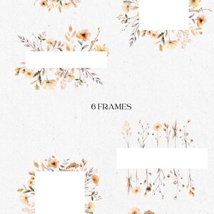 Watercolor Boho Wild Flowers Clipart, Floral Borders, Wild Floral Clipart Set, Watercolor Dried ...