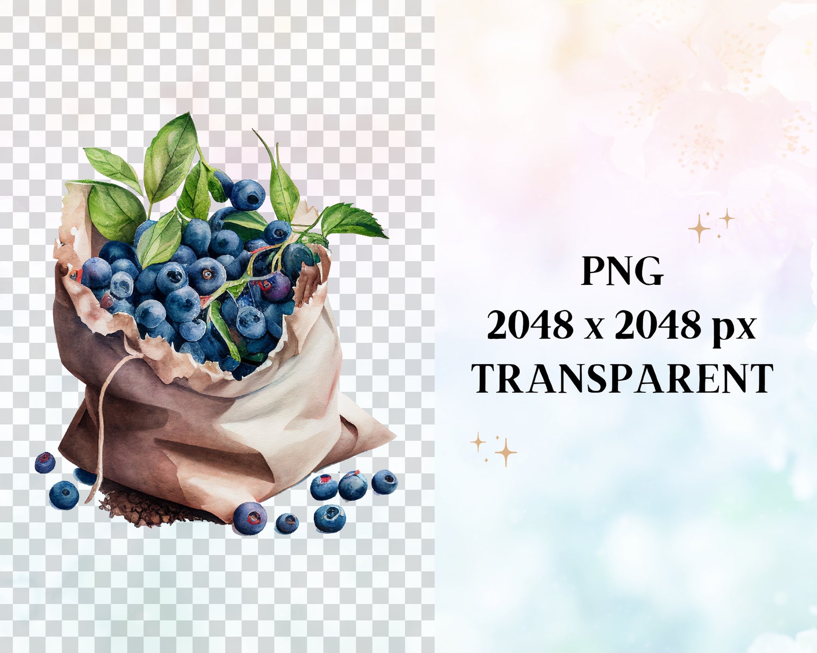 Watercolor Blueberry Clipart Bundle, Blueberry Watercolor Clipart ...