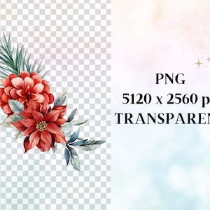 Watercolor Christmas Flowers Clipart, Wintertide Collection, Christmas ...