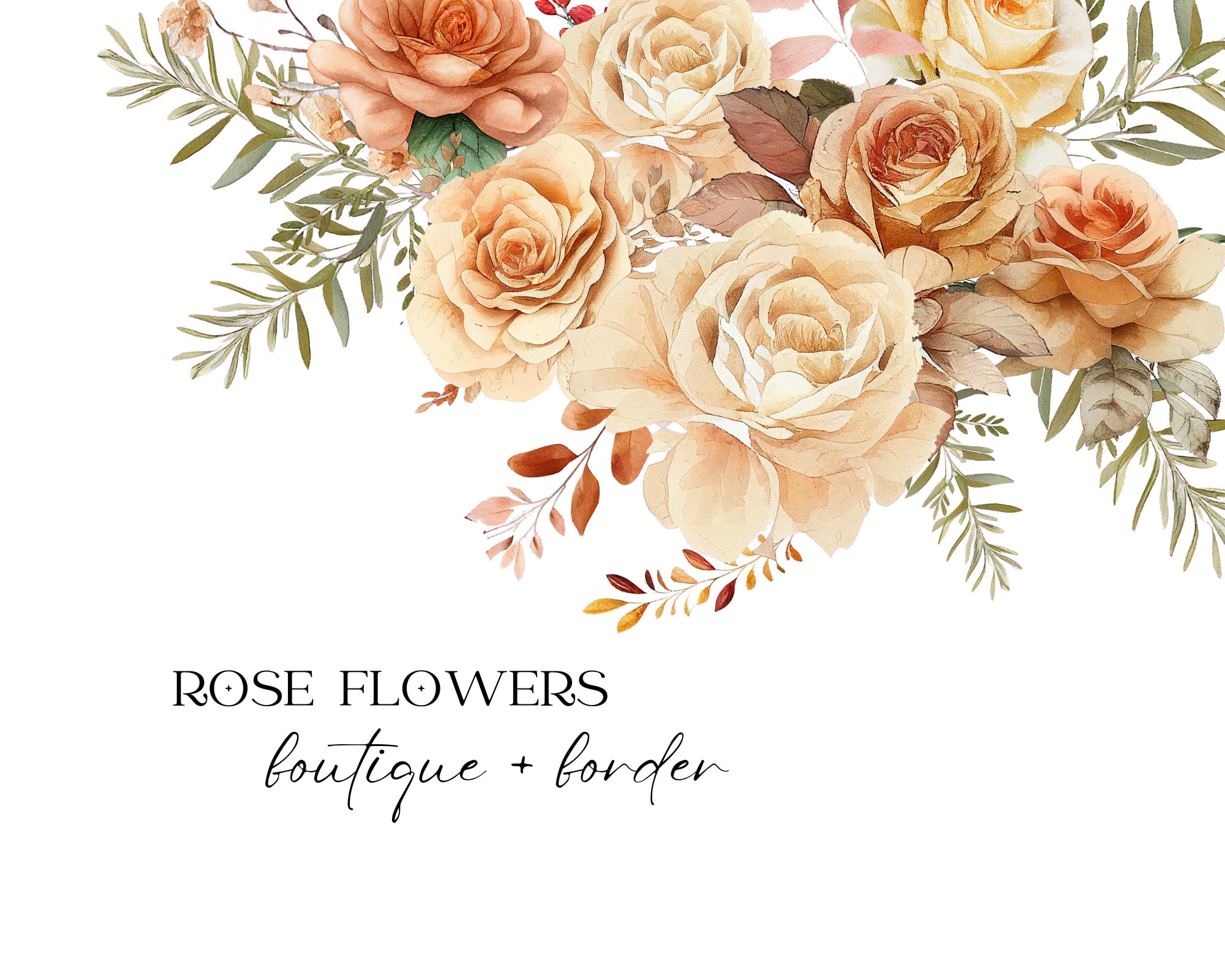 Watercolor Roses Flowers Clipart, Premade Roses Flowers, Flowers ...