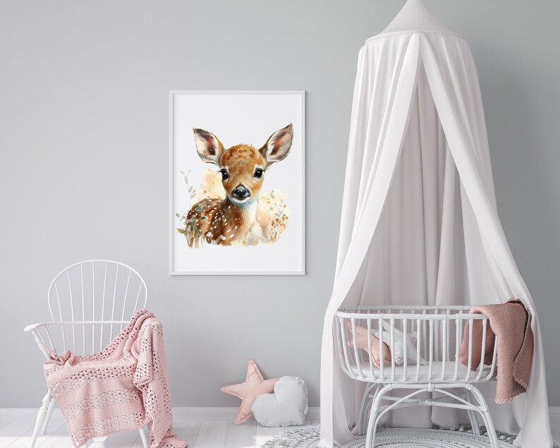 Watercolor Kawaii Fawn Clipart Bundle Commercial Use, Cute Deer ...