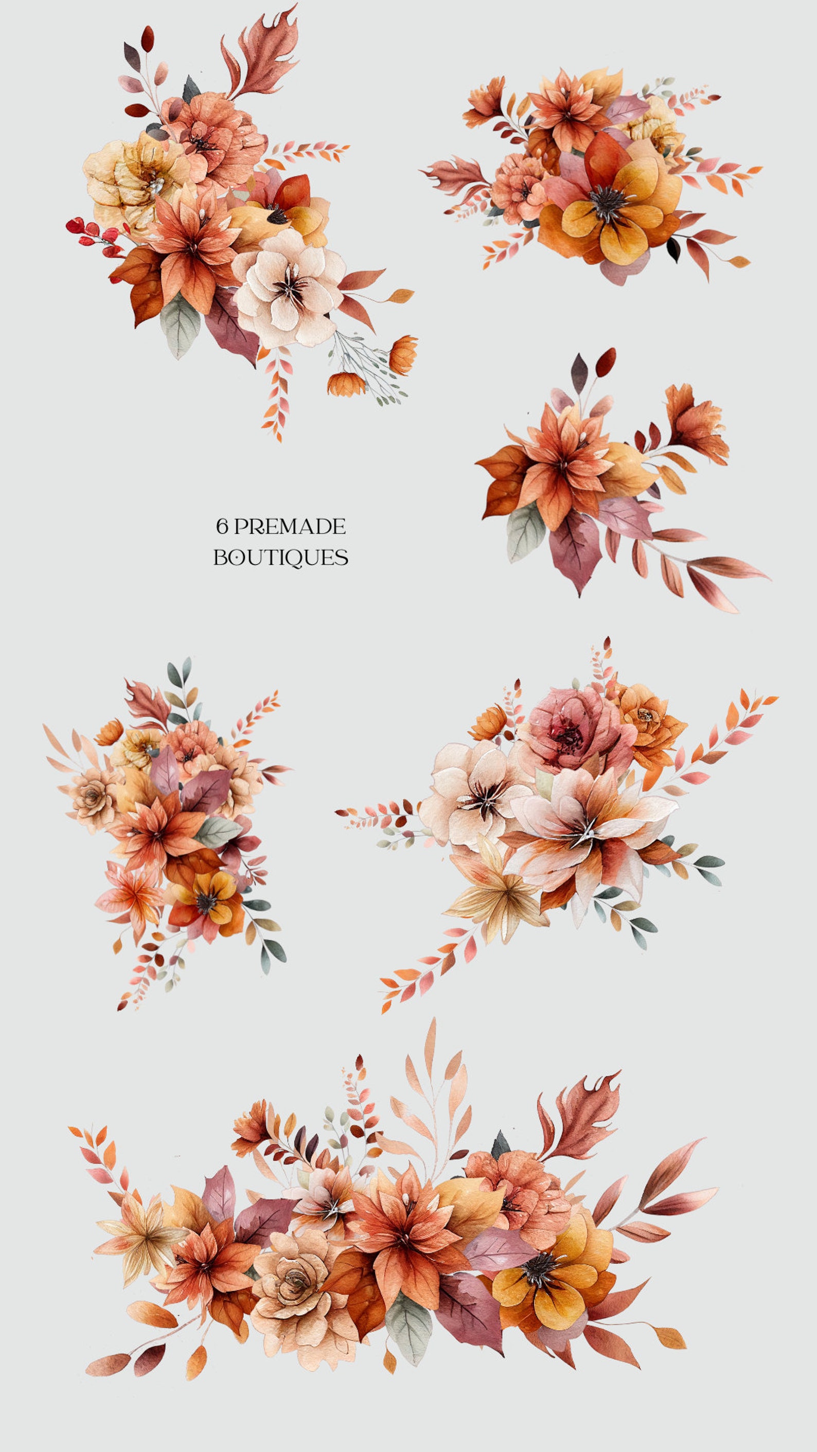 Watercolor Floral Clipart, Autumn Clipart, Autumn Floral Clipart ...