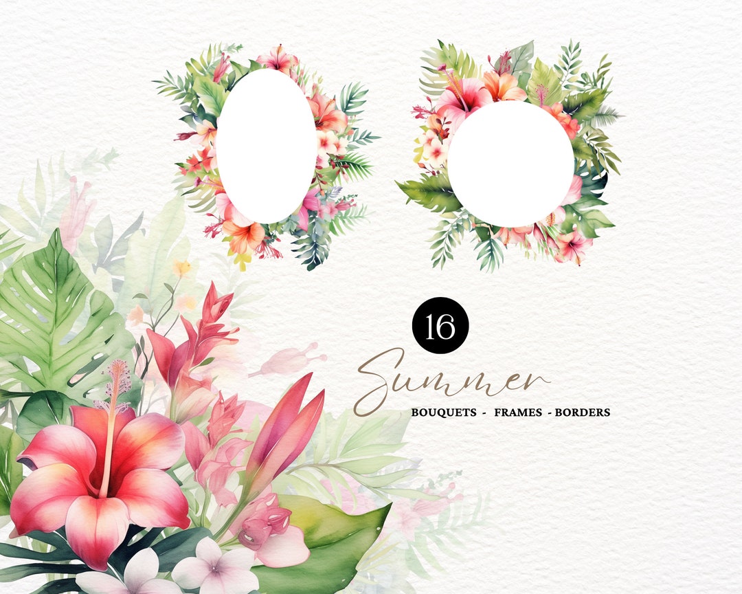 Watercolor Tropical Watercolor Clipart Summer Clipart Tropical Greenery ...