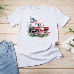 Watercolor Patriotic Truck Clipart Bundle, 4th of July Watercolor ...