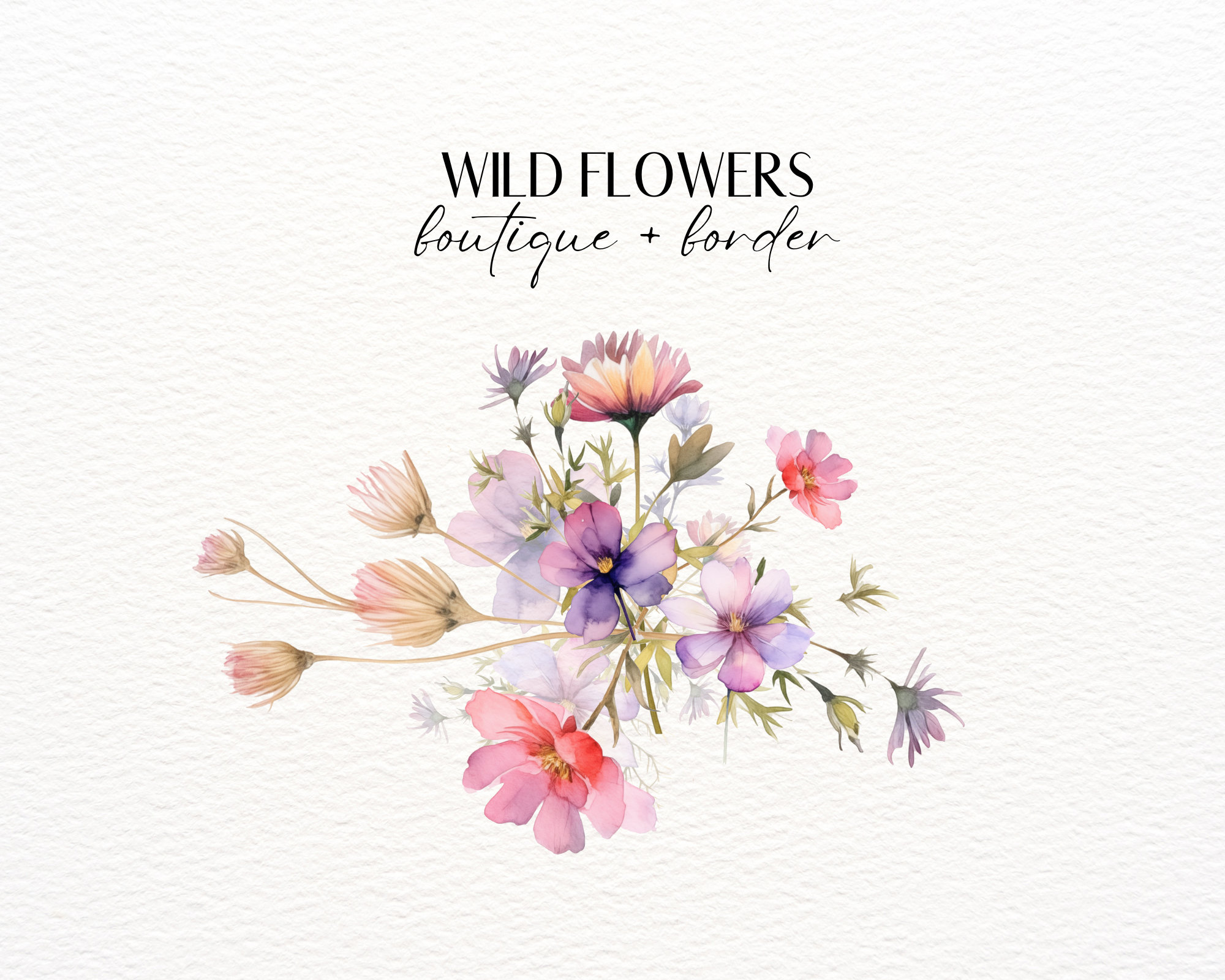 Watercolor Wild Flowers Clipart Wildflower Clipart - Etsy