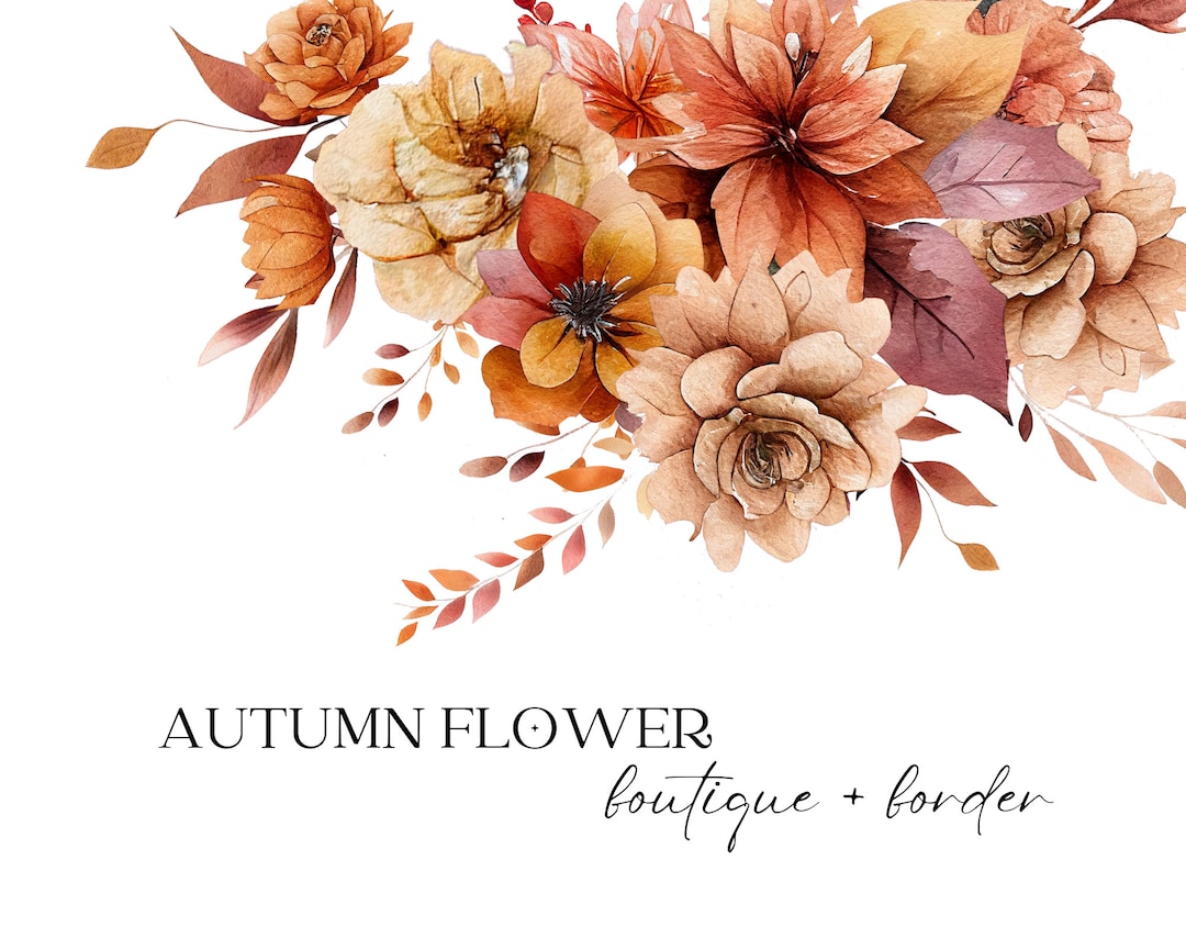 Watercolor Floral Clipart, Autumn Clipart, Autumn Floral Clipart ...