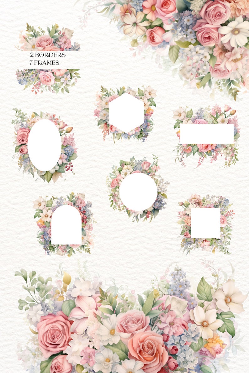 Watercolor Spring Flowers Clipart Spring Clipart Blush Floral ...