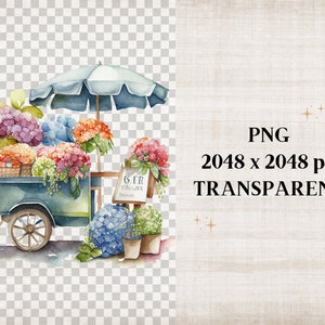 20 Watercolor Flower Carts Clipart Bundle, Spring Florist Cart ...