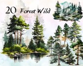 Forest Clipart Watercolor Forest Landscapes Forest Pine Tree - Etsy