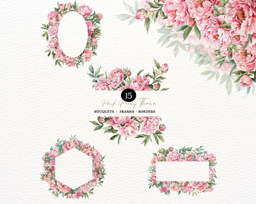 Watercolor Pink Peonies Clipart Peonies Clipart Dusty Pink Blush ...